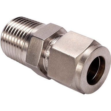 1/2" Tube O.D. x 1/2" MPT Male Connector, Double-Ferrule Stainless ...