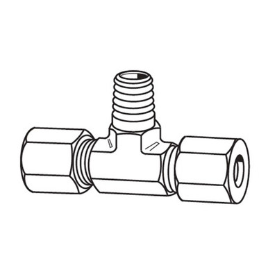3/8" x 1/4" x 3/8" Male Branch Tee, Steel Flareless Ermeto Connectors ...
