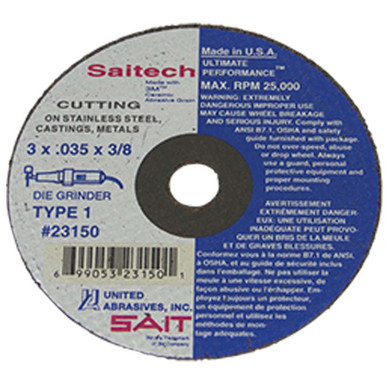 3" High Performance Cut-Off Wheels - .035" Width, 3/8" Bore - Hi-Line Inc.