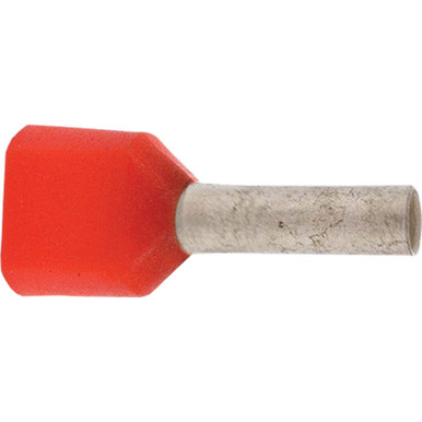 18 AWG, 8 mm Barrel Length Twin Ferrule Connector - Red - Hi-Line Inc.