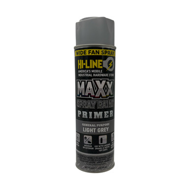 Maxx Spray Paint Primer, Gray, Wide Fan Spray - Hi-Line Inc.