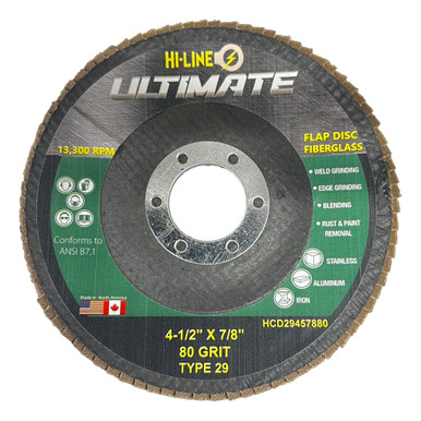 4-1/2", 80 Grit Ultimate Hi-Line Flap Disc - Hi-Line Inc.