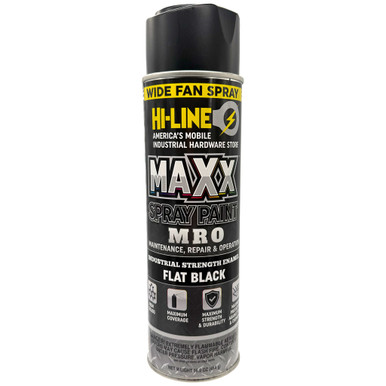 Maxx Spray Paint MRO Enamel, Flat Black, Wide Fan Spray - Hi-Line Inc.