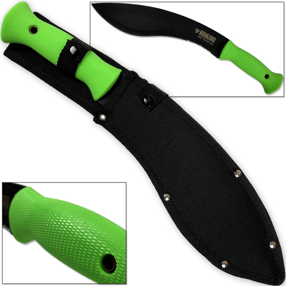 Wartech Zombie Killer Jungle Kukri Machete Knife Full Tang Hi-Vis Green ...