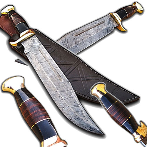 Handmade Damascus Steel Outback American Bowie Knife - Edge Import