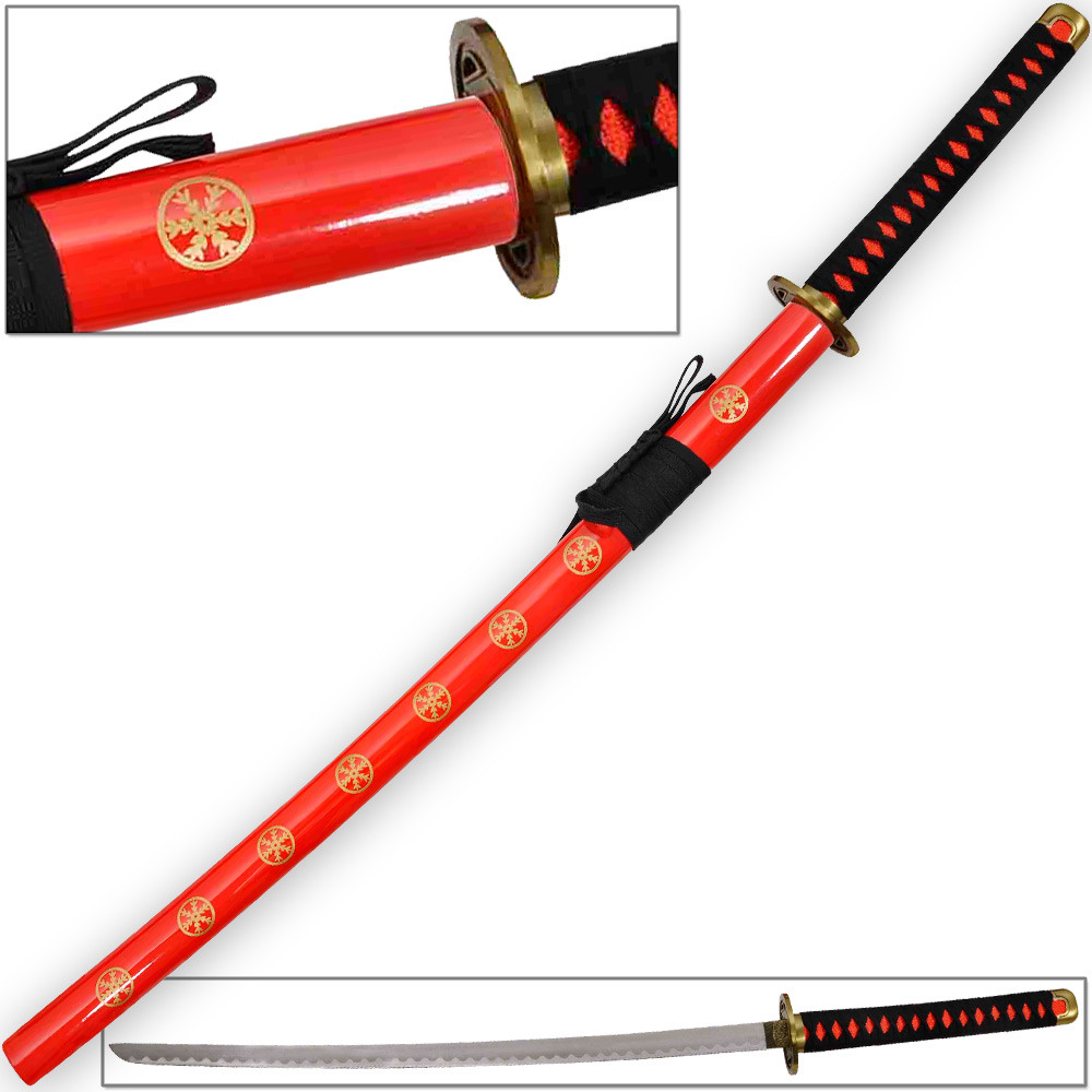 Hachiman Katana of War Japanese Frostbite Sword Tosho Red & Black ...