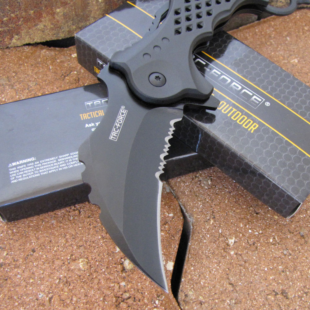 TAC FORCE Speedster Tactical Mammoth Karambit Knife Stealth Black ...