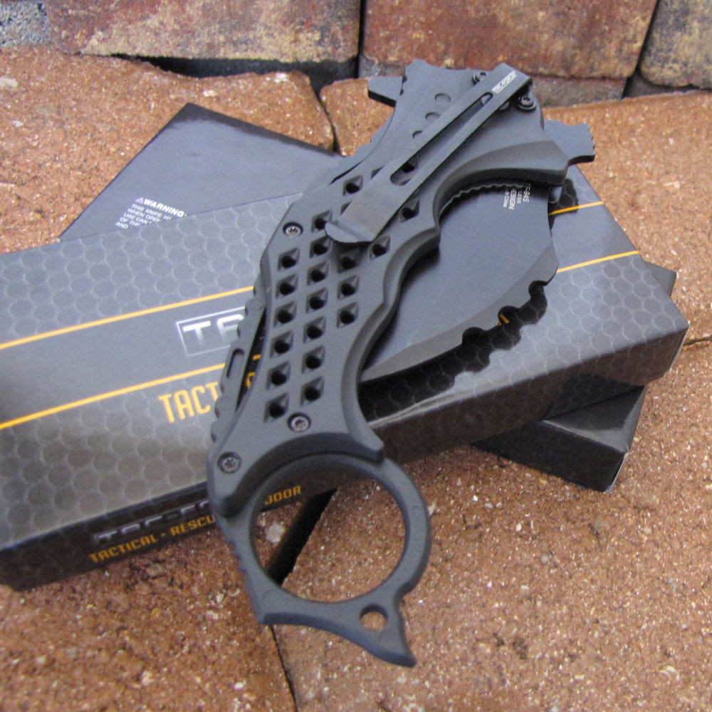 TAC FORCE Speedster Tactical Mammoth Karambit Knife Stealth Black ...