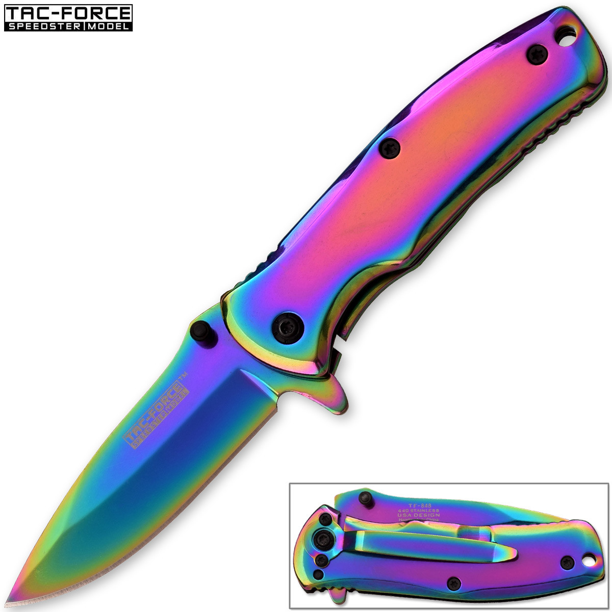 Tac-Force Iridescent Titanium Spring Assisted Pocket Knife Multicolor ...