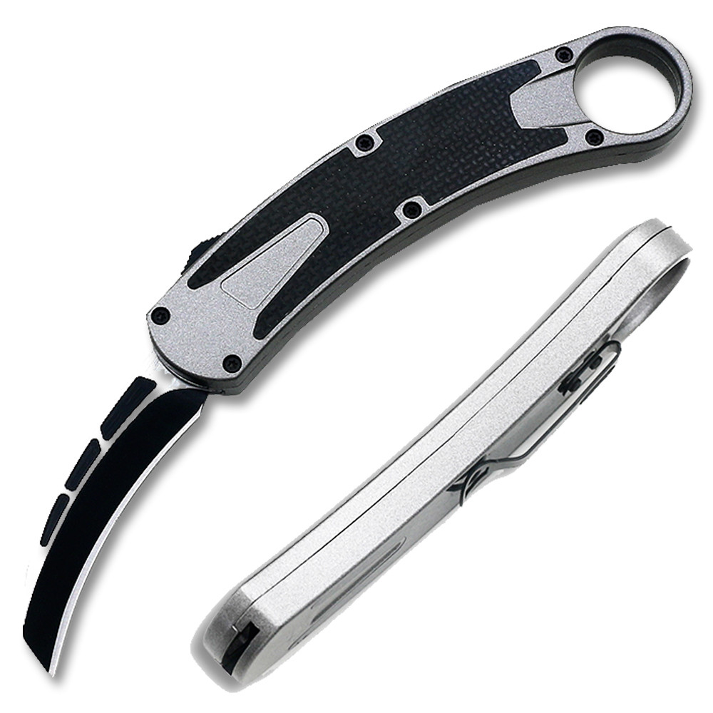 Auto Matic Karambit Tanto Point Blade Carbon Fiber Sliver Handle - Edge ...