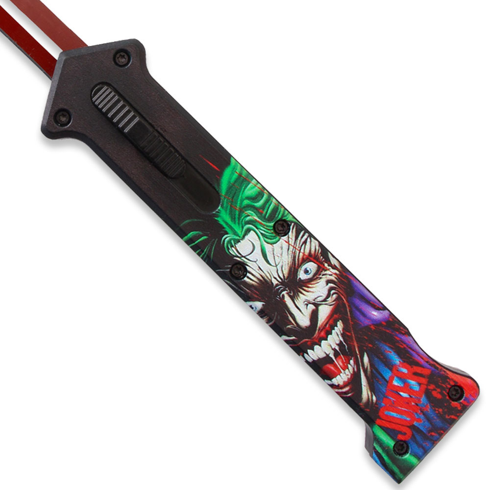 3 D Print Handle JOKER" Red Single Edge Blade OTF Knife Out The Front ...