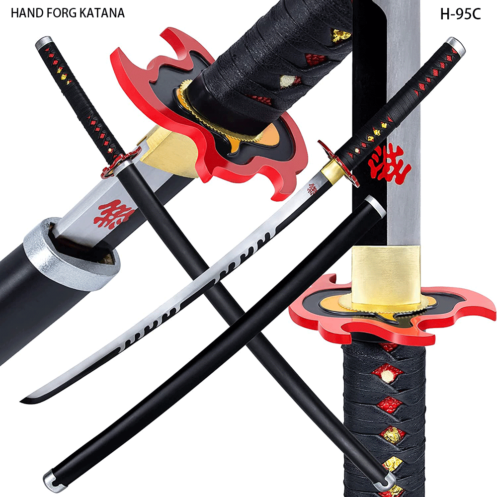Demon Slayer Tanjiro Kamado Nichrin Blade Flame Handmade Katana Sword ...