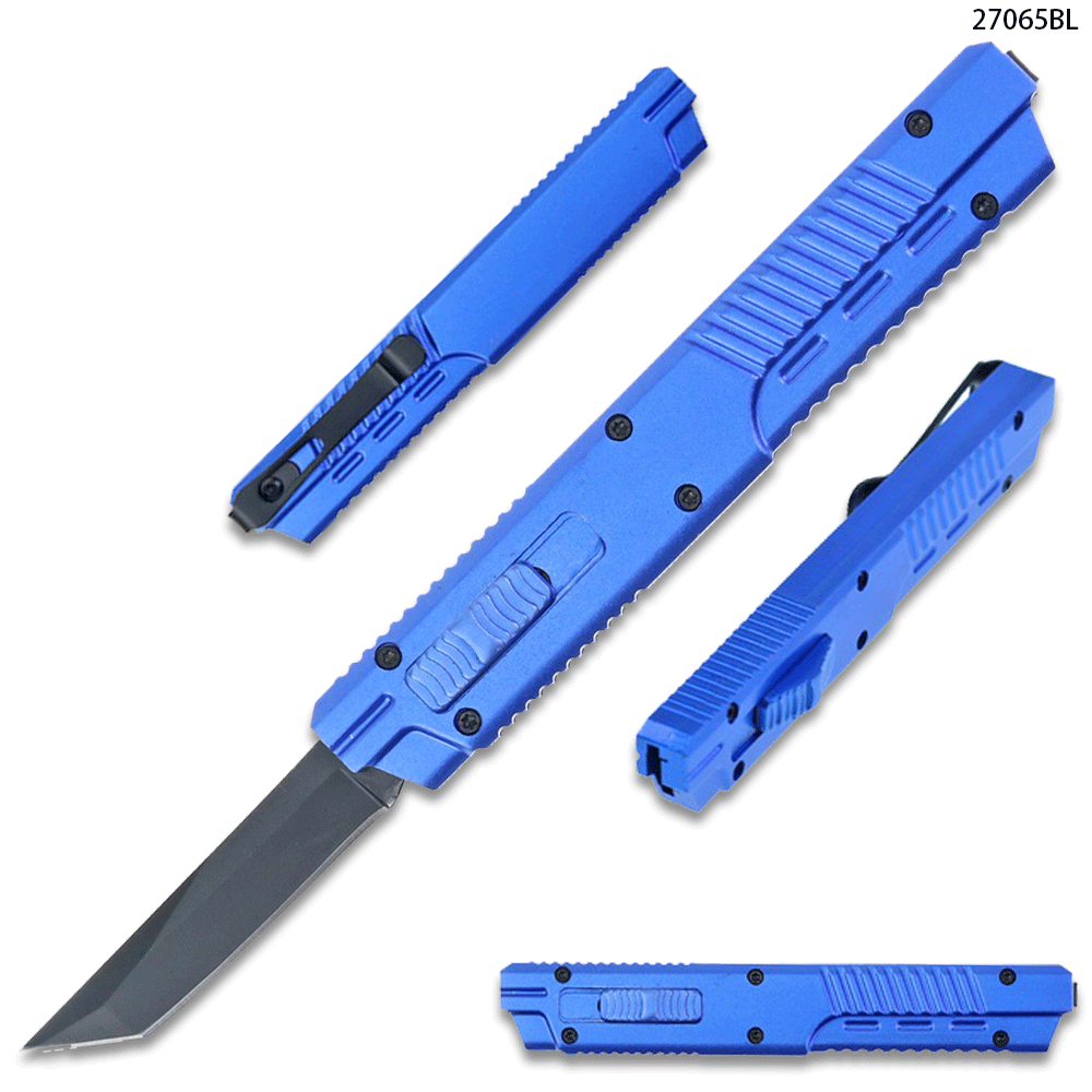 Legends Micro OTF Tanto Blade Knife Blue Handle Out The Front Switch ...