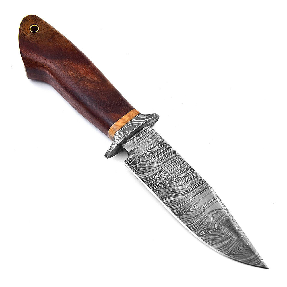 White Deer Damascus Bolster Hand Forge Hunter Knife Cocobolo Wood ...