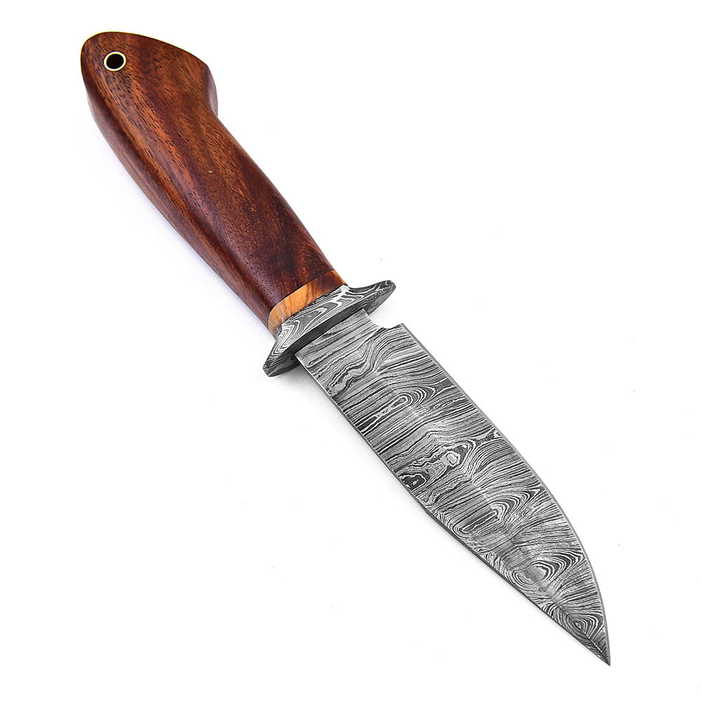 White Deer Damascus Bolster Hand Forge Hunter Knife Cocobolo Wood ...