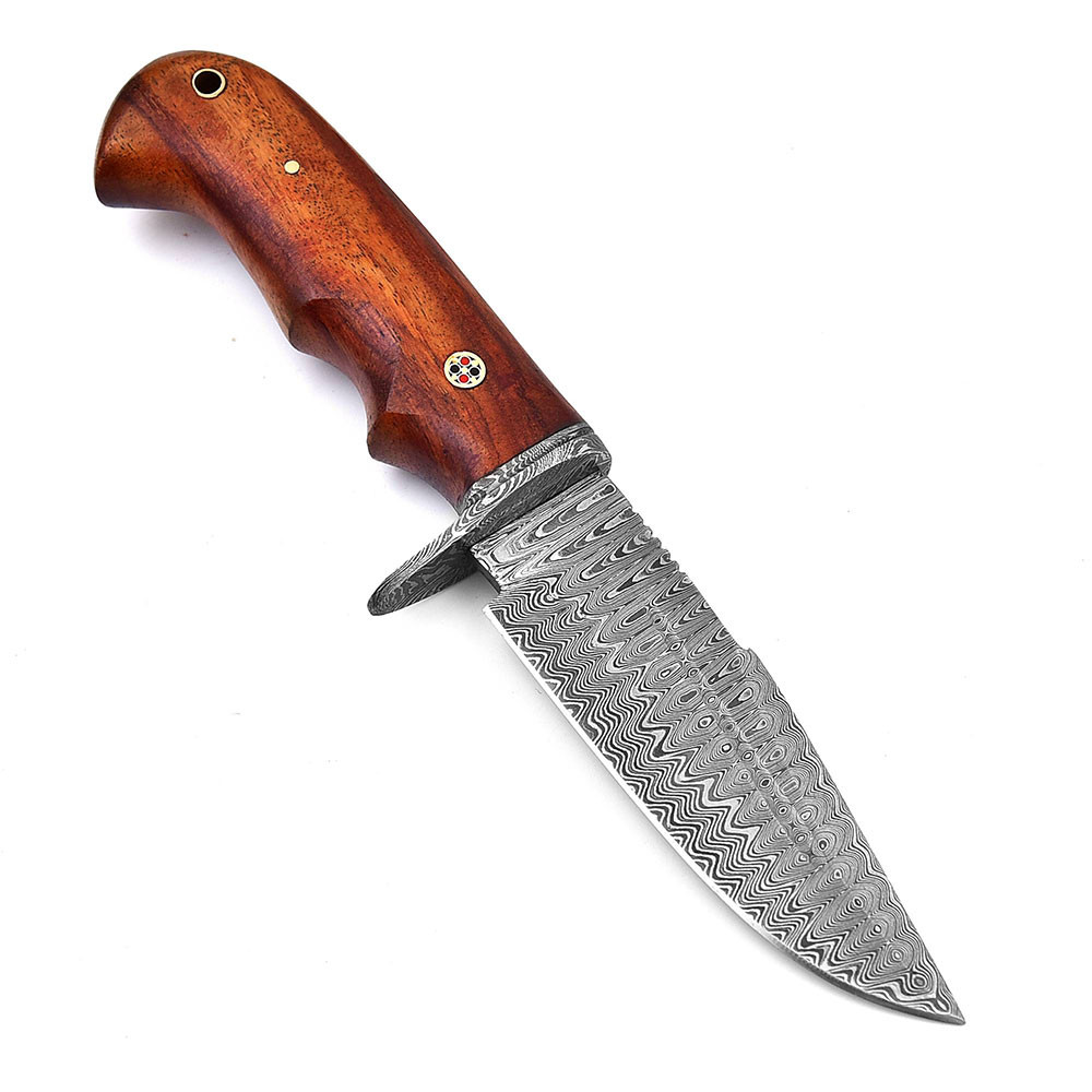 White Deer Blood Groove Blade Damascus Bolster Hand Forge Hunter Knife ...