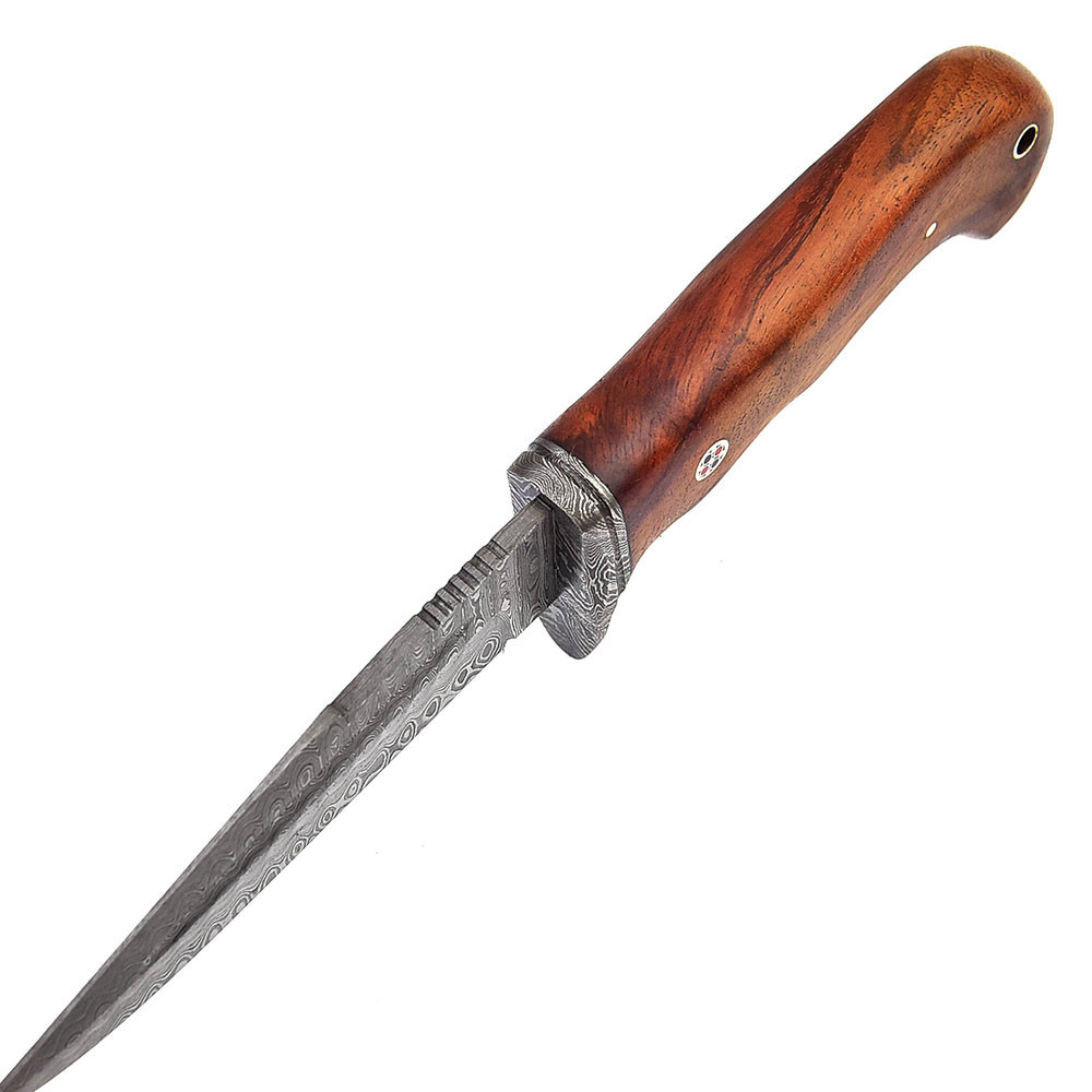 White Deer Blood Groove Blade Damascus Bolster Hand Forge Hunter Knife ...