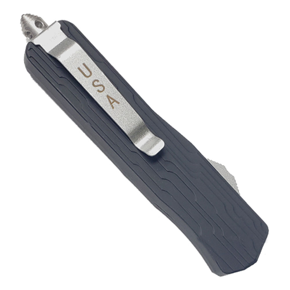 Double Edge Black OTF Knife w/Comfort Grip Handle Double Edge - Edge Import