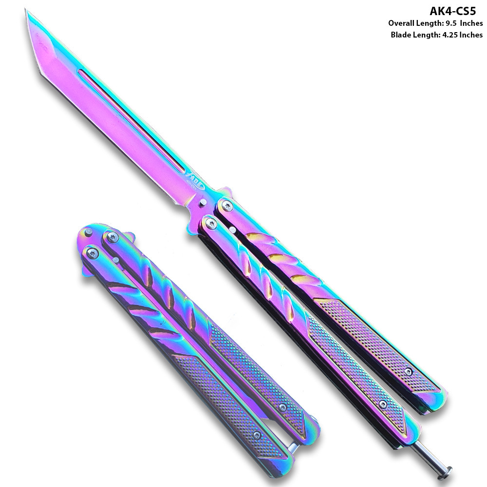 Tanto Titanium Balisong Two-Tone Titanium Coated Butterly Knife - Edge ...
