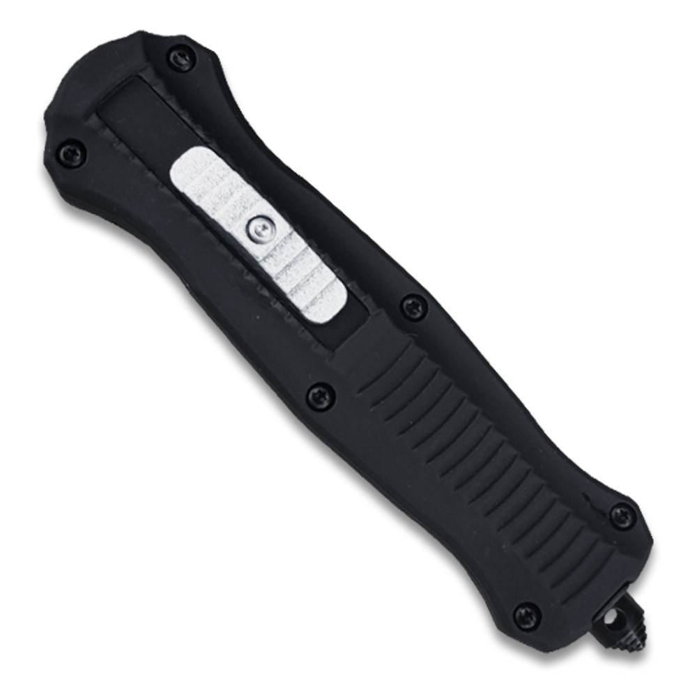 Spear Point OTF Knife Out The Front 9" Tactical Straight Edge Black ...