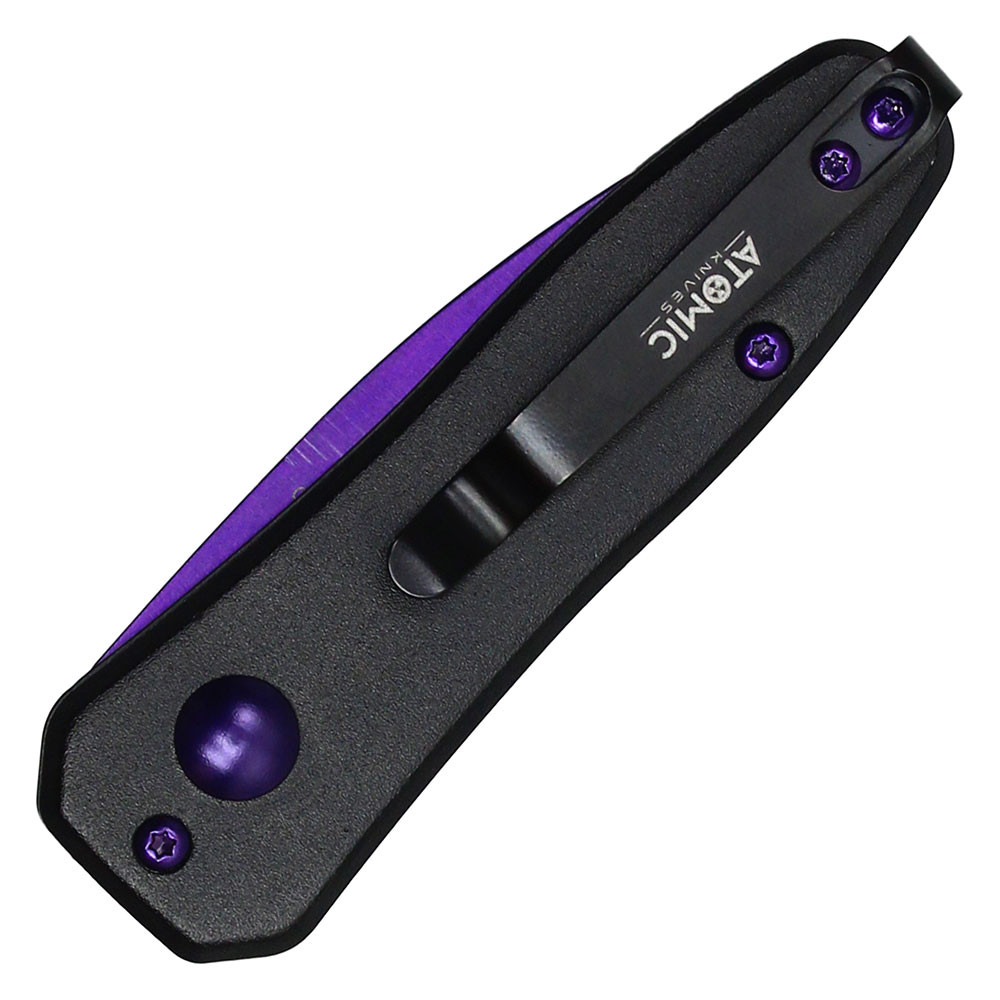 Purple Push Button Legal Auto Knife Black Handle - Edge Import