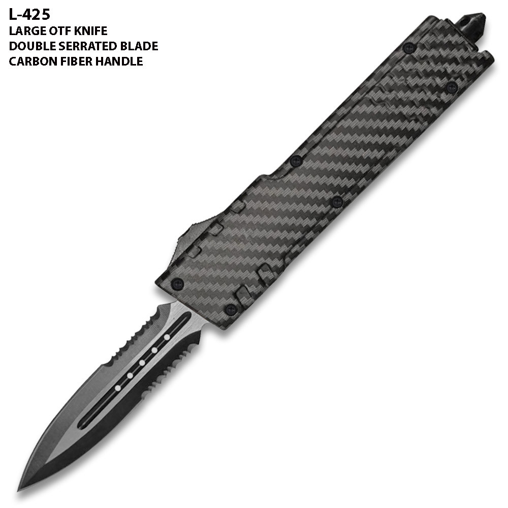 American Mercenary Tactical Carbon Fiber Military OTF Knife - Edge Import
