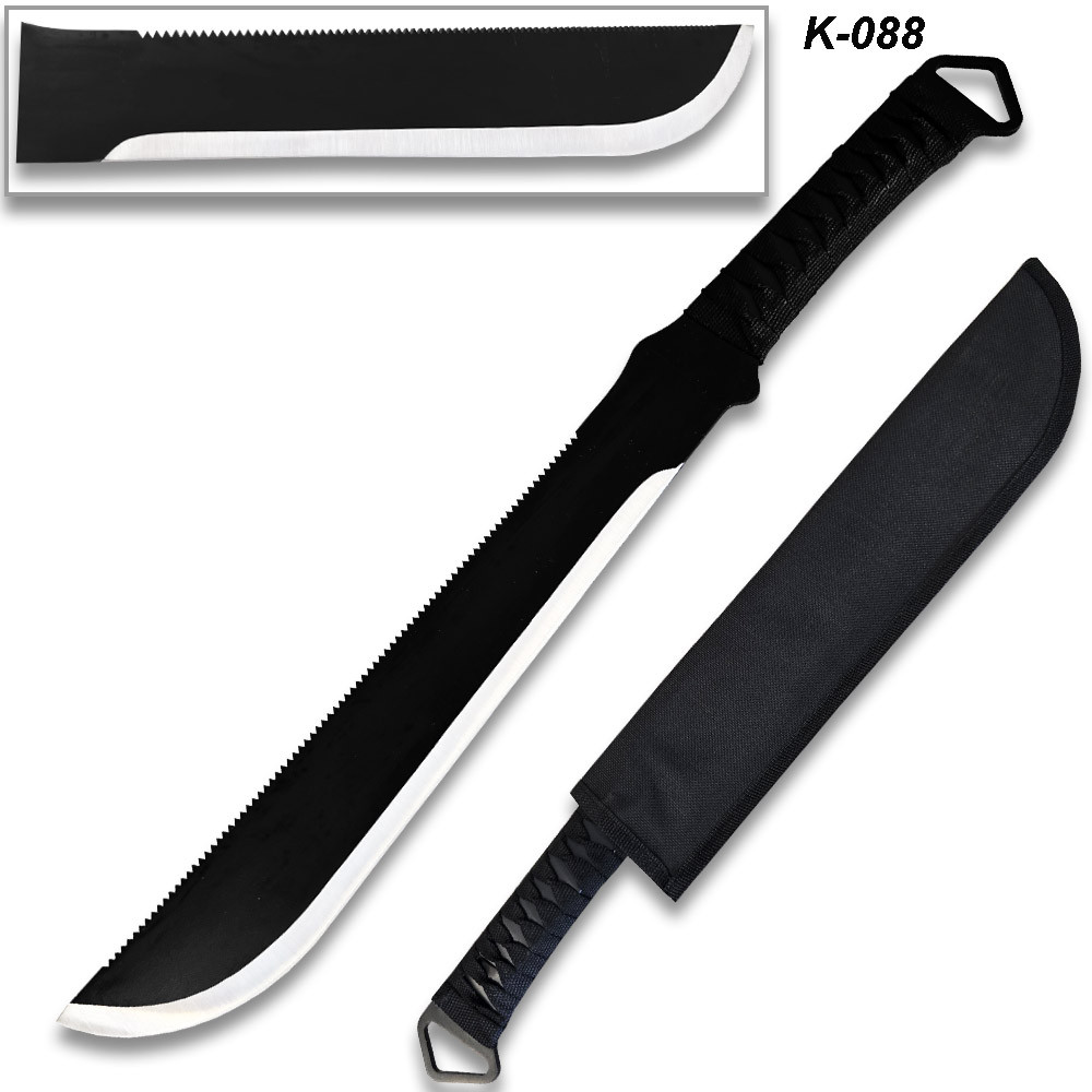 Black Machete Full Tang /Fixed Blade 19" Overal Black Blade - Edge Import