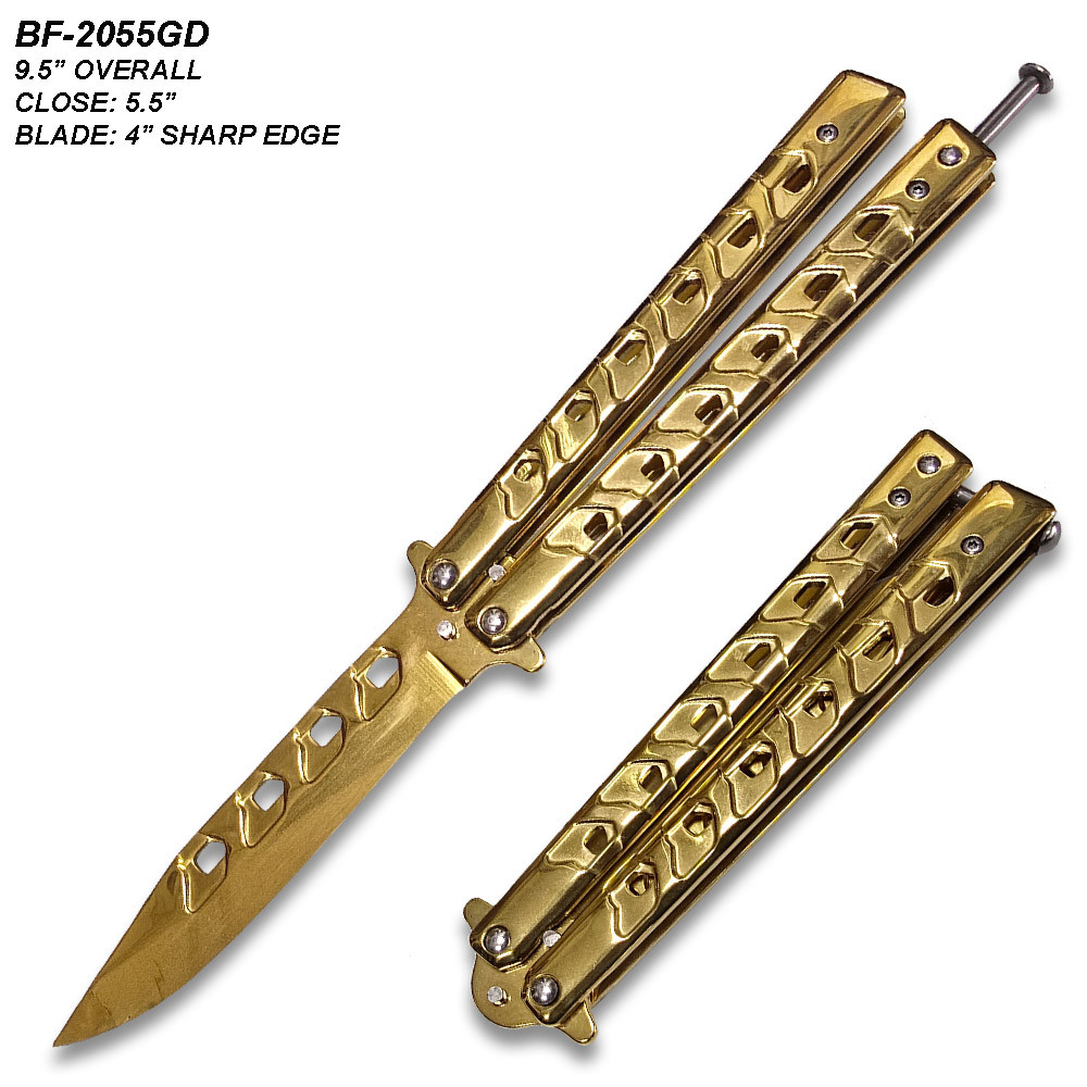 Drop Point Sharp Edge Butterfly Gold Blade Ltd. Edition - Edge Import