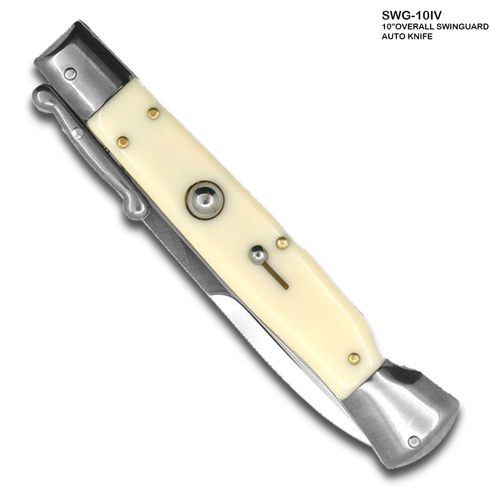 10" Ivory Milano Italian Style Swinguard Stiletto Knife - Edge Import