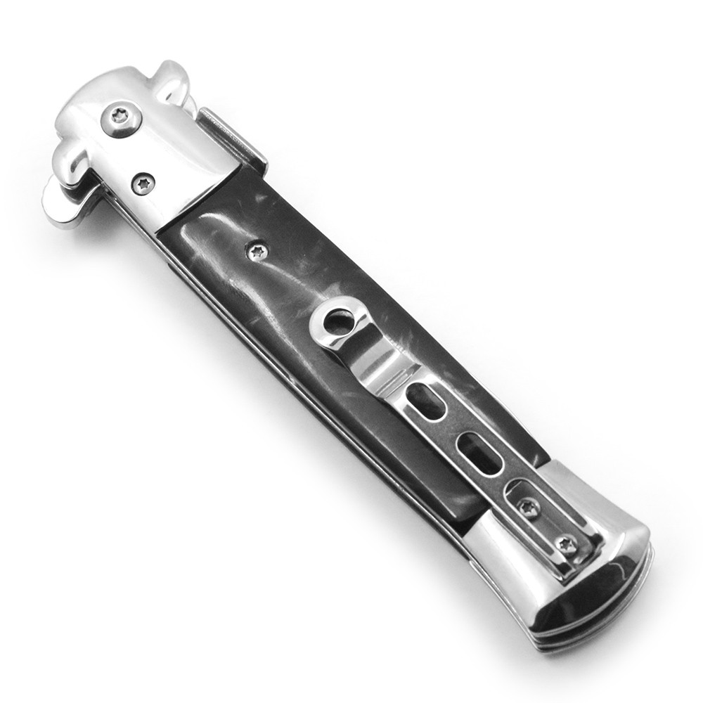 Black Premium Milano Collection Stiletto Knife | Spring Assist - Edge ...