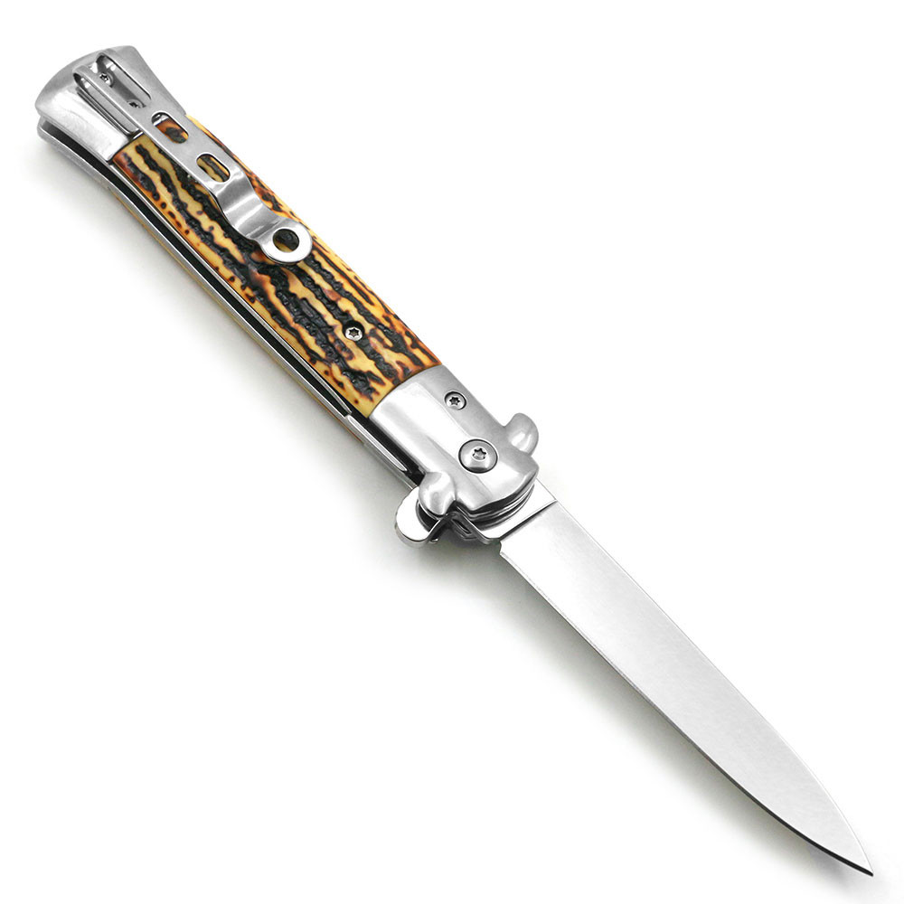Premium Stiletto Milano Collection Spring Assist Knife Faux Bone Handle ...
