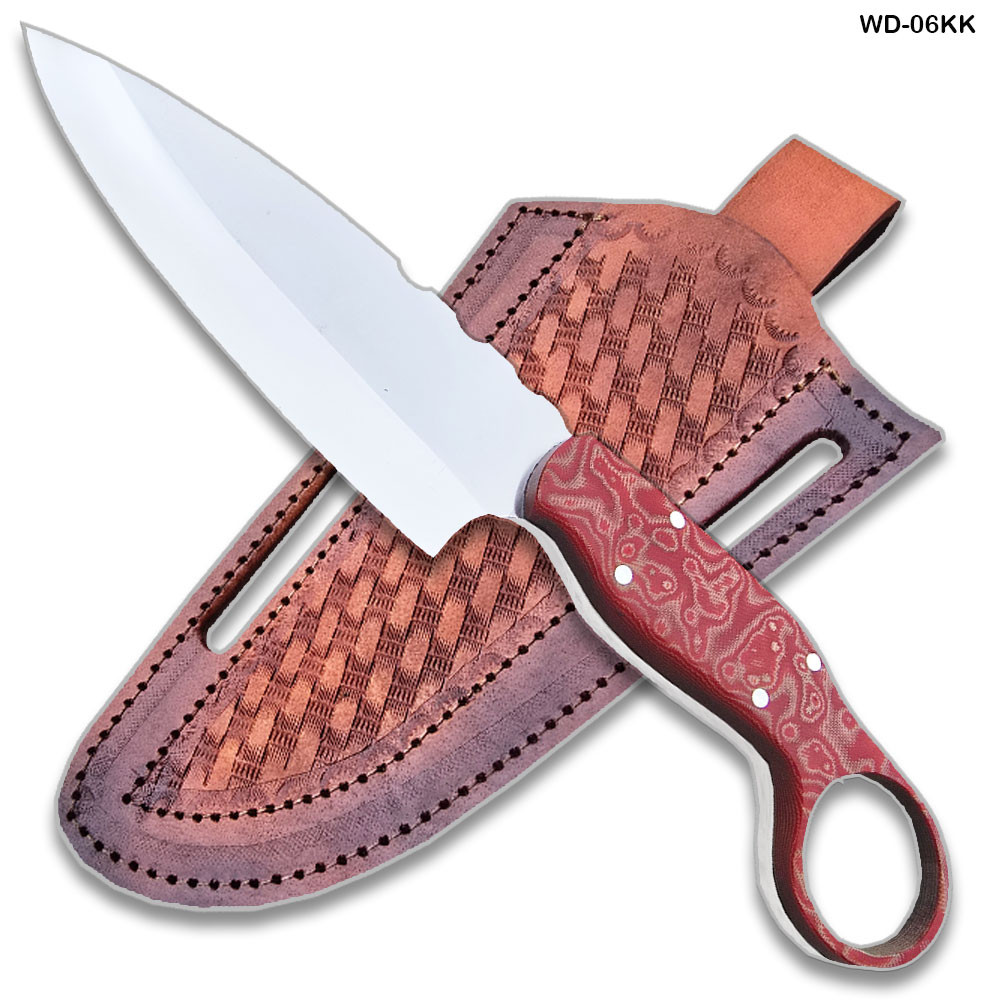Karambit 9" Full Tang Knife D2 Steel Micarta Red & Tan Wood Handle ...