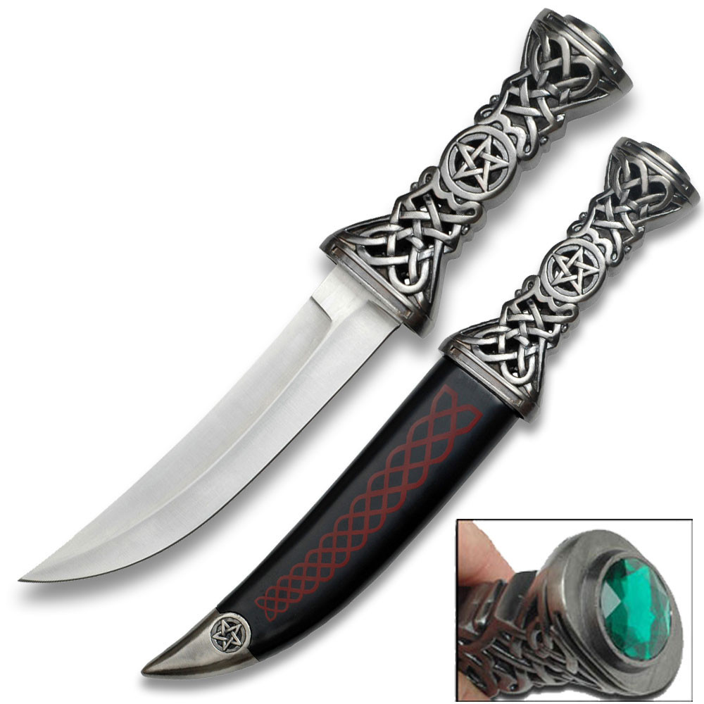Celtic Pentacle Ritual Dagger – Collector’s Edition Curved Blade with ...