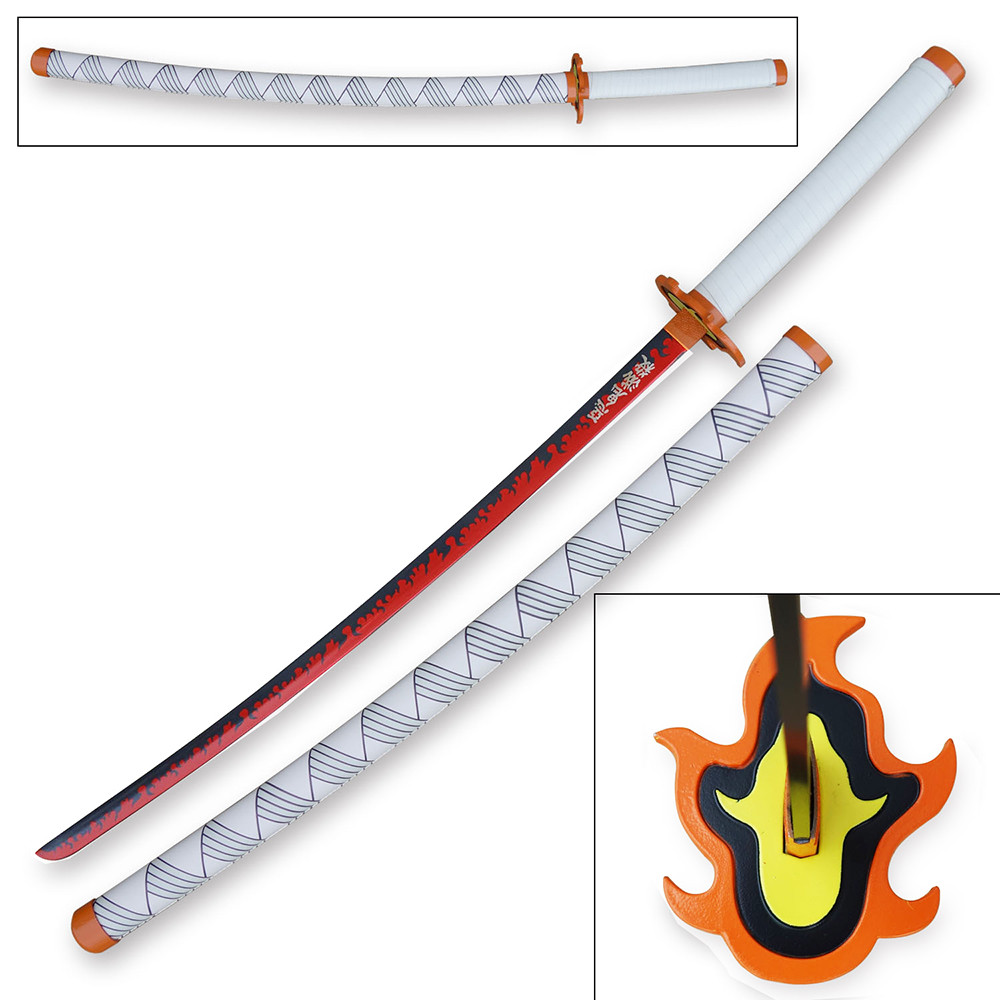 Demon Slayer - Kyojuro Rengoku Red Nichirin Sword Katana Metal - Edge ...