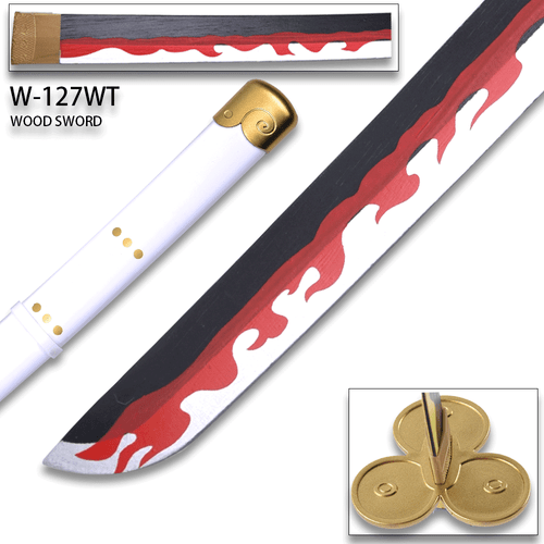One Piece - Roronoa Zoro's White"Enma" Wood Sword Katana w/Plastic ...