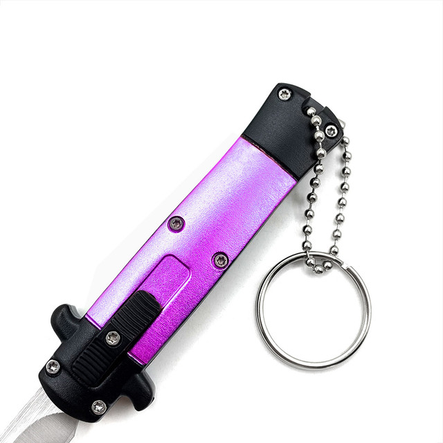 Mini Purple Key Chain OTF Knife Drop Point - Edge Import