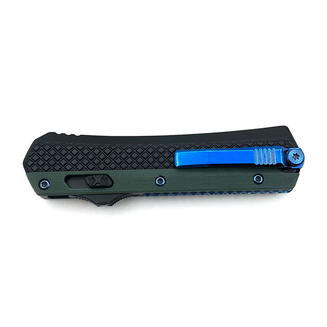 Double Edge Black & Light Green 2 Tone Handle OTF Knife - Edge Import