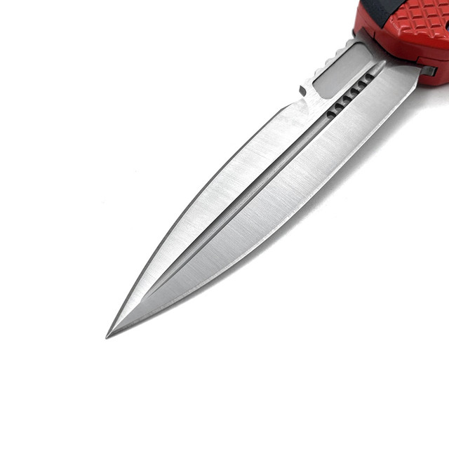 Double Edge Black & Red 2 Tone Handle OTF Knife - Edge Import