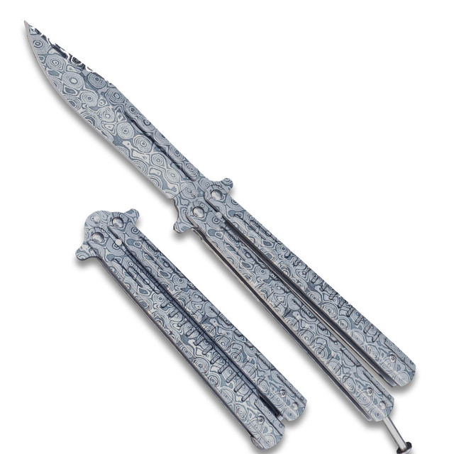 New Balisong Damascus Pattern Butterfly Knife - Edge Import