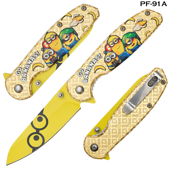 Yellow Minion Spring Assist Pocket Knife - Edge Import