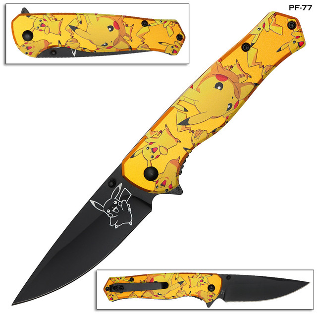 Pikachu Orange Handle Spring Assist Pocket Knife - Edge Import