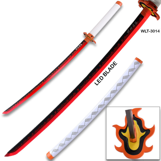 DEMON SLAYER - Kyojuro Rengoku Red Nichirin Sword LED Light-Up Wood ...