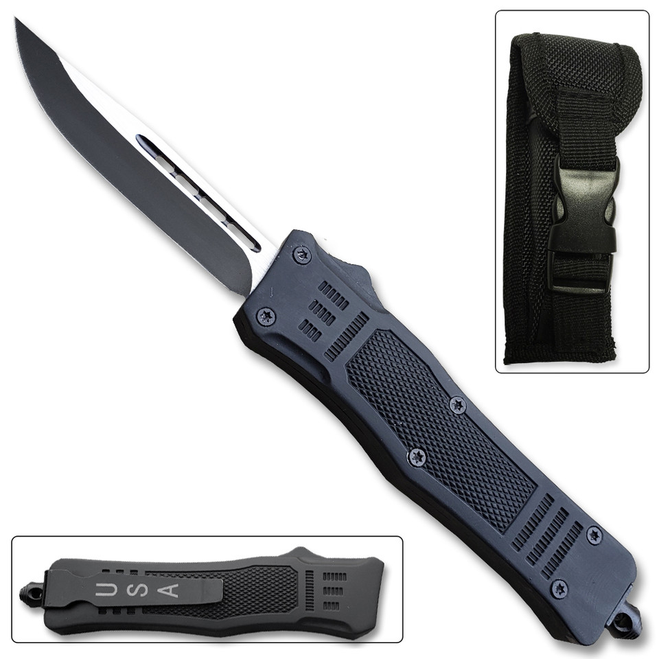 OTF Delta Black Straight Edge Knife - Edge Import