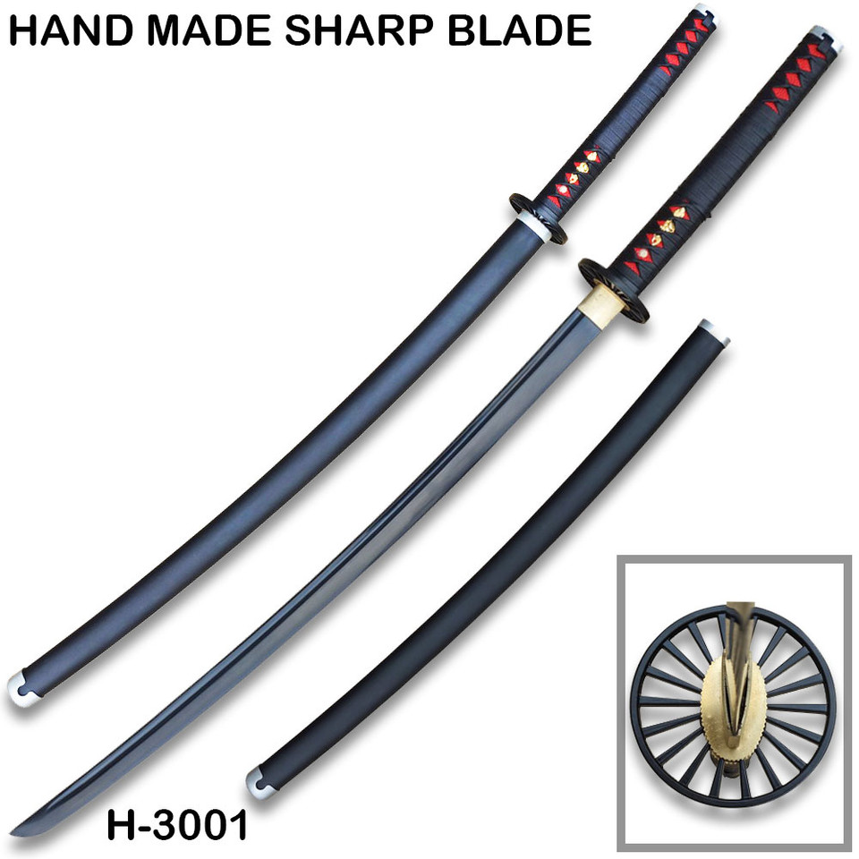 Full Tang Hand Made Demon Slayer Tanjiro Kamado Black Nichirin Sword