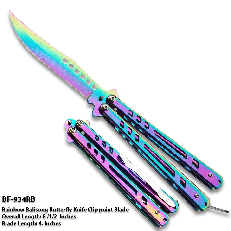 Titanium Balisong Butterfly Knife Clip point - Edge Import