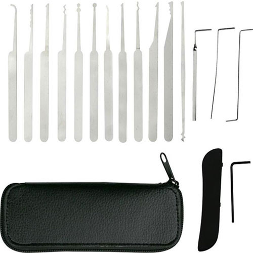 15 Piece Lockpick Set with Leather Pouch - Edge Import