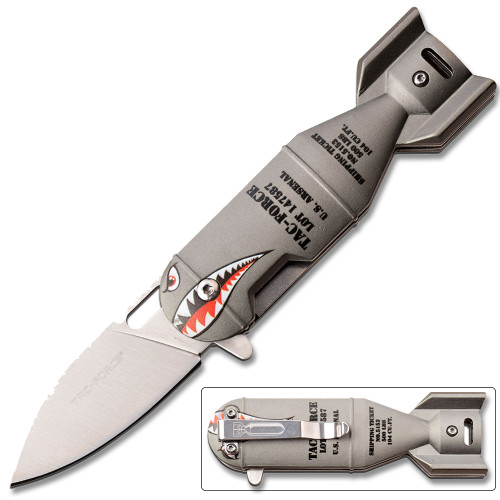 Spring Assisted Hand Bomb Style Knife WORK Grey - Edge Import