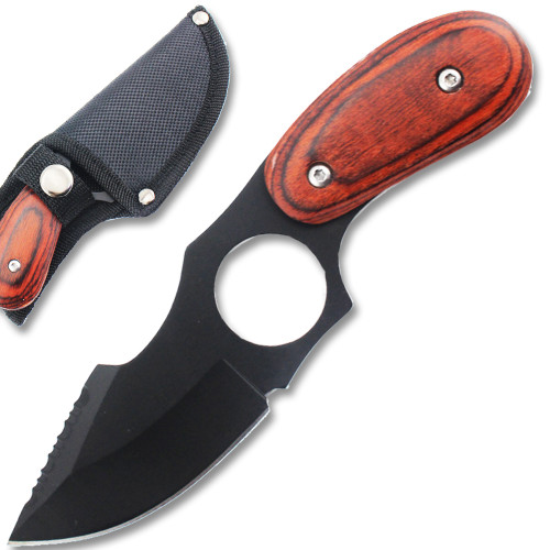 Black Blade Skinner Hunting Knife Frost Wood Handle - Edge Import