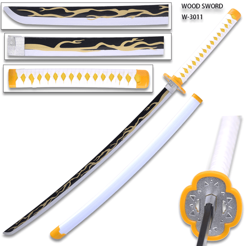 DEMON SLAYER-Wood Kaiga Ku Samurai Sword Replica w/Plastic Scabbard ...