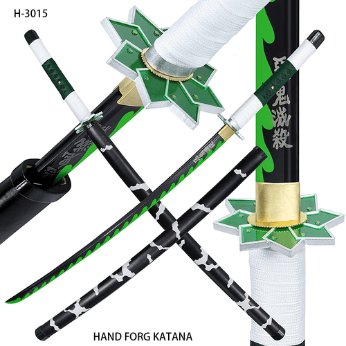 Full Tang Hand Made Demon Slayer - Sanemi Shinazugawa Green Nichirin ...